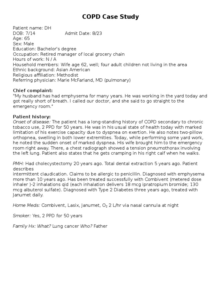 COPD Case Study | PDF | Chronic Obstructive Pulmonary Disease | Magnesium