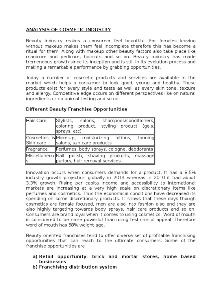 Analysis of Cosmetic Industry | PDF | Cosmetics | Digital Marketing