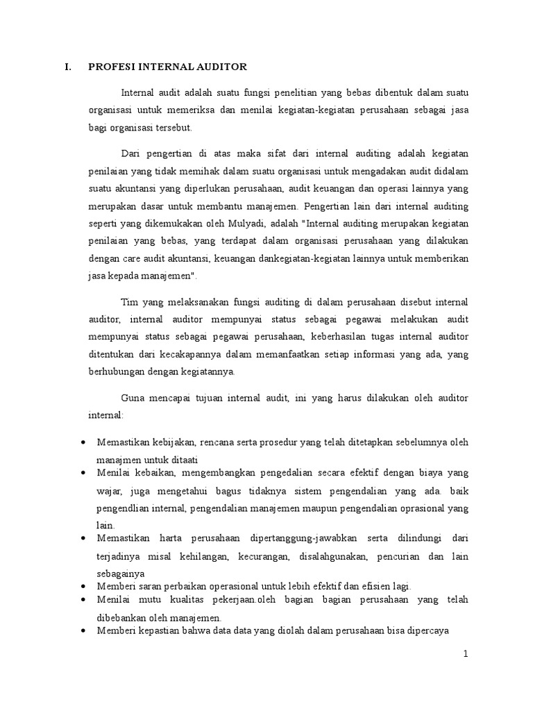 Peran dan Tanggung Jawab Internal Auditor | PDF | Karier & Perkembangan | Bisnis