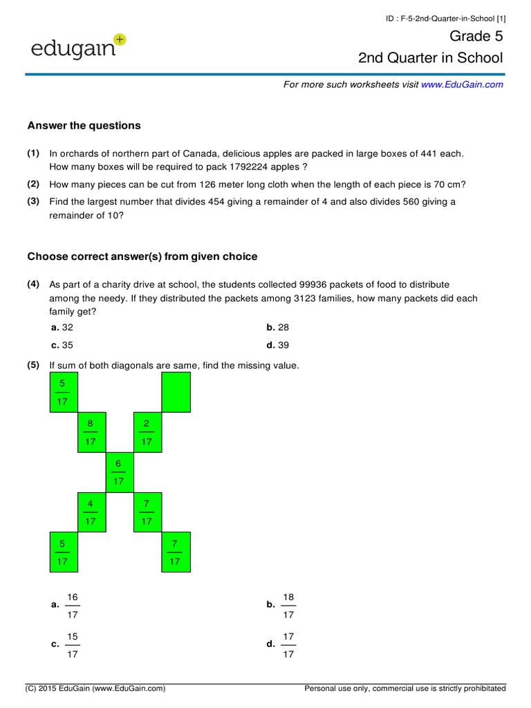 Grade 5 2nd Quarter in School: Answer The Questions | PDF | Teaching ...