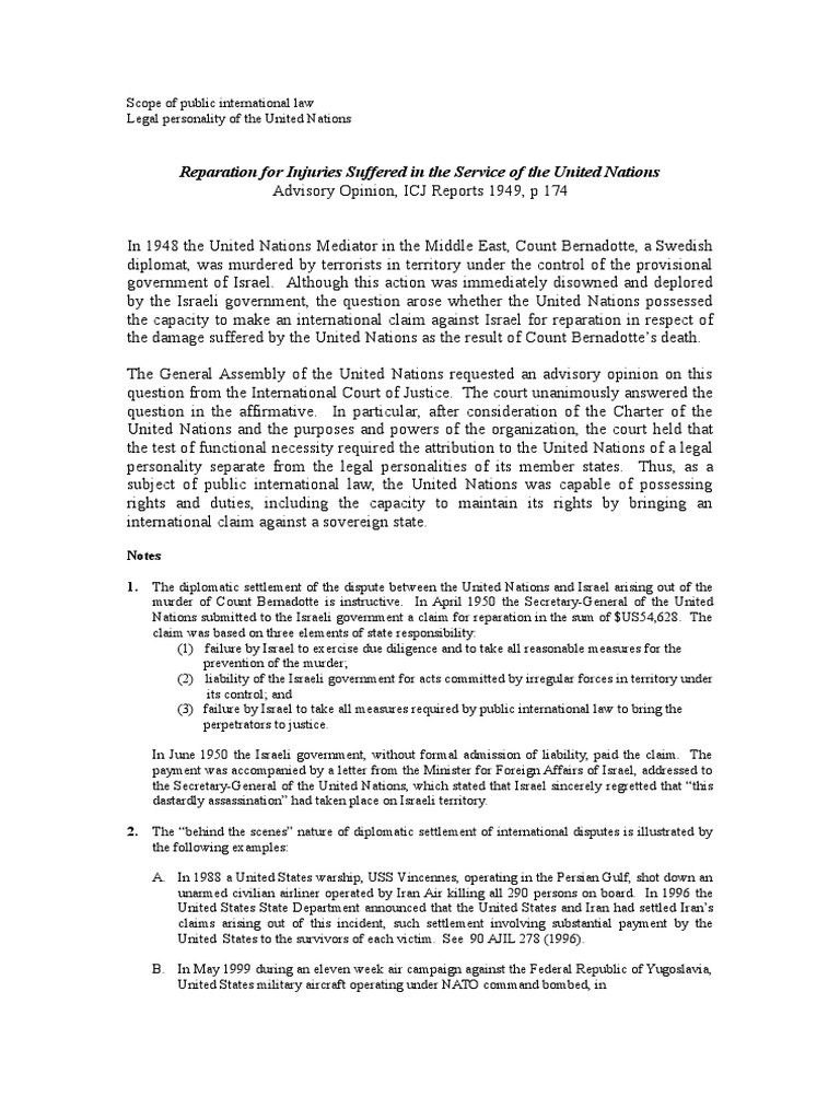 The United Nations as a Legal Person Under International Law: The 1949 ...