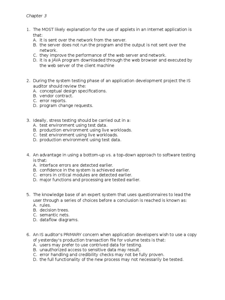 CISA Chapter 3 - Questions Only | PDF | Software Development | Software Development Process