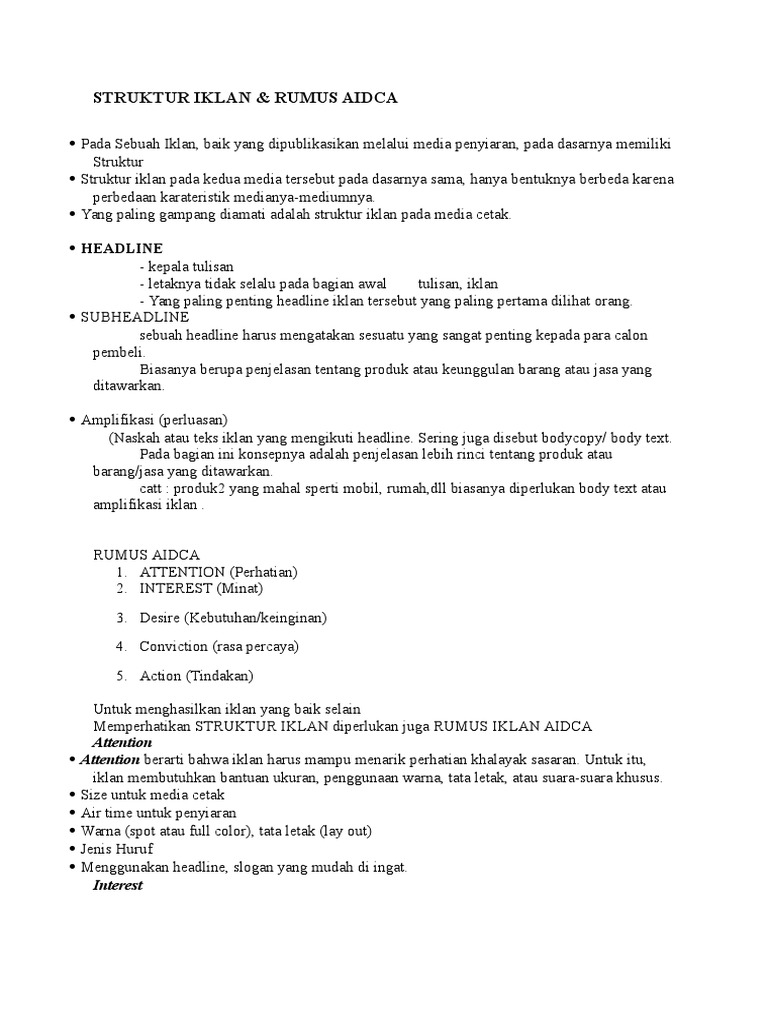 Struktur Iklan Aidca | PDF | Bisnis | Ilmu Sosial