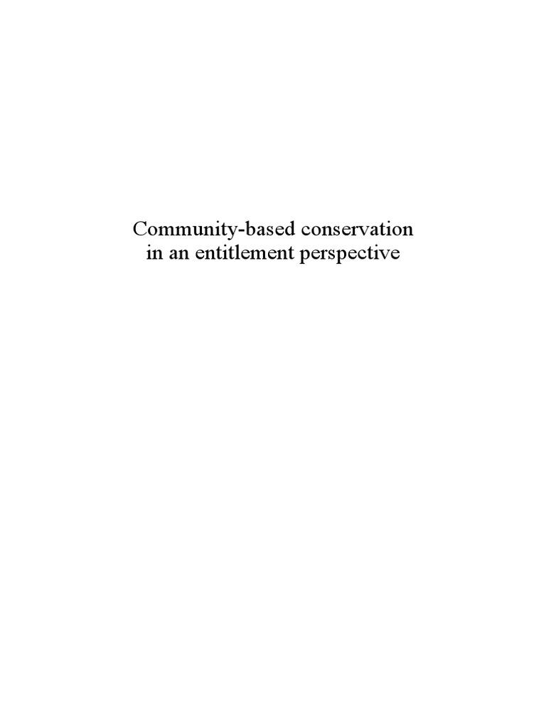Community-Based Conservation in An Entitlement Perspective | PDF ...