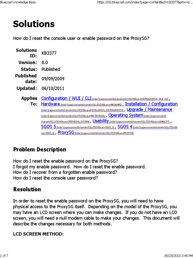 Bluecoat Proxy SG - Password Recovery | PDF | Command Line Interface | Access Control
