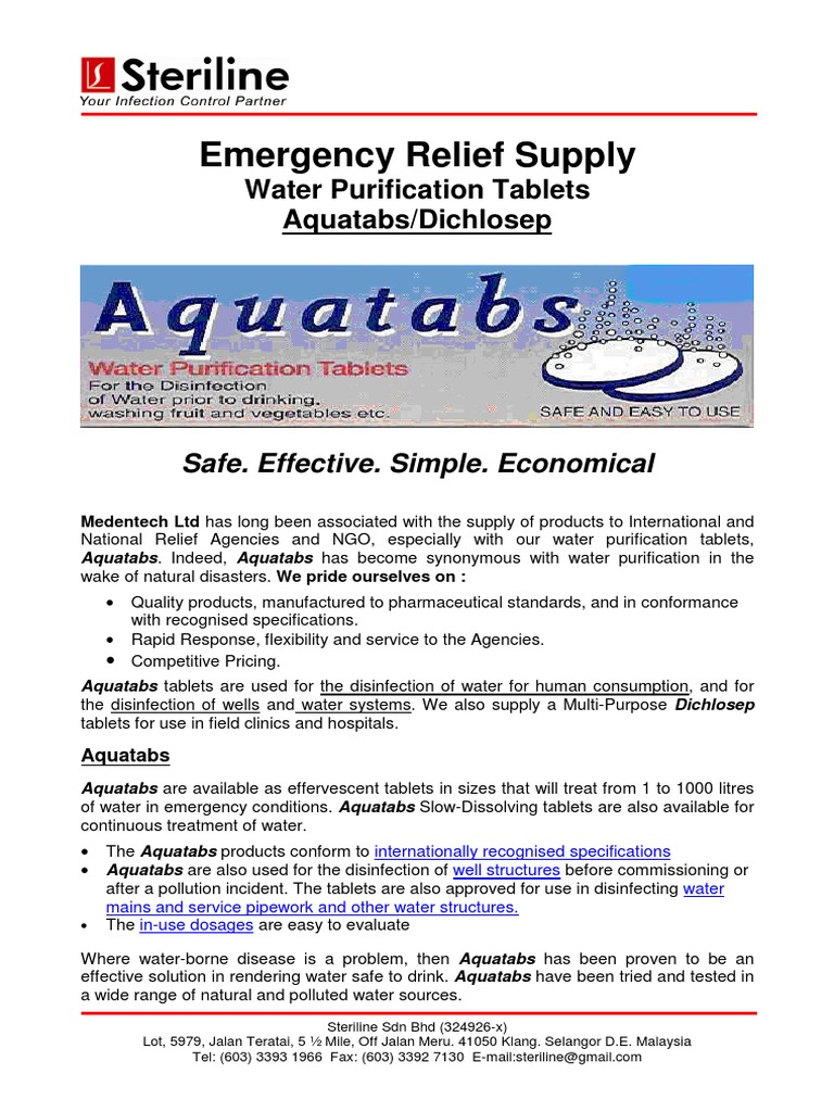 Aqua Tabs | Water Purification | Drinking Water