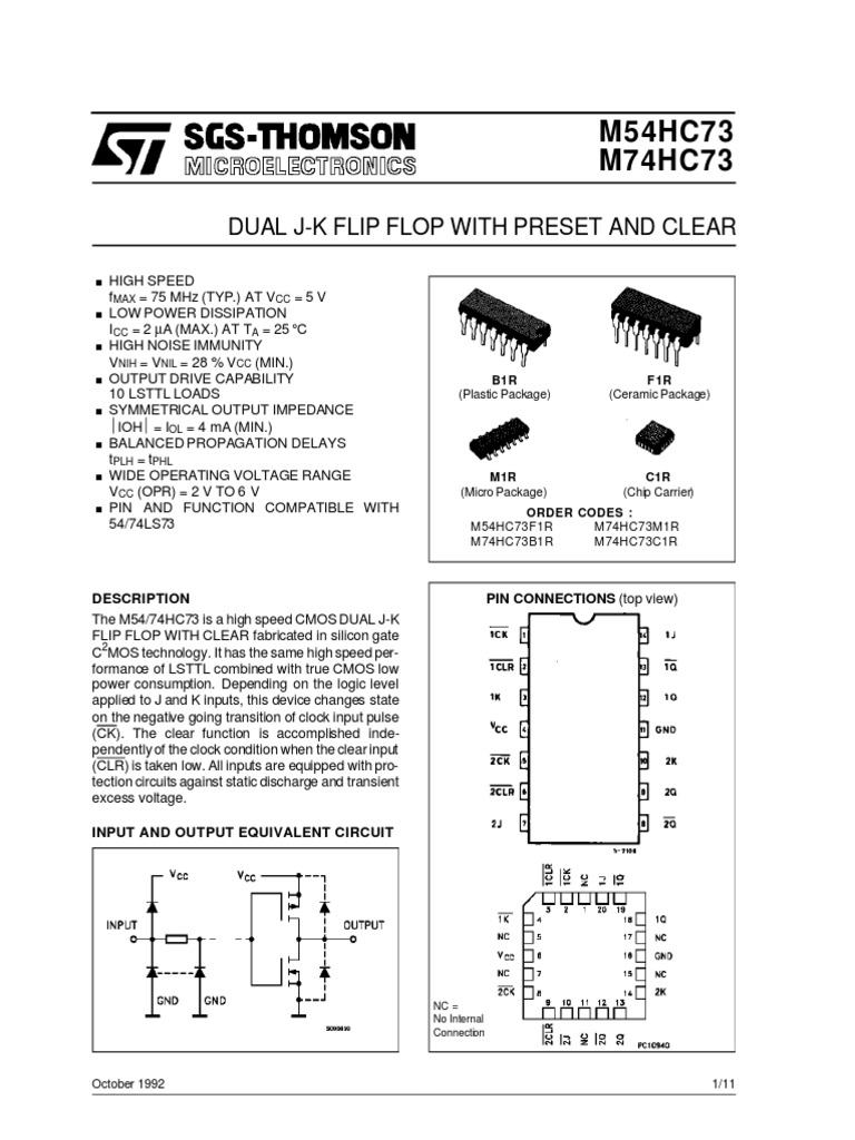 7473 | PDF | Logic Gate | Cmos