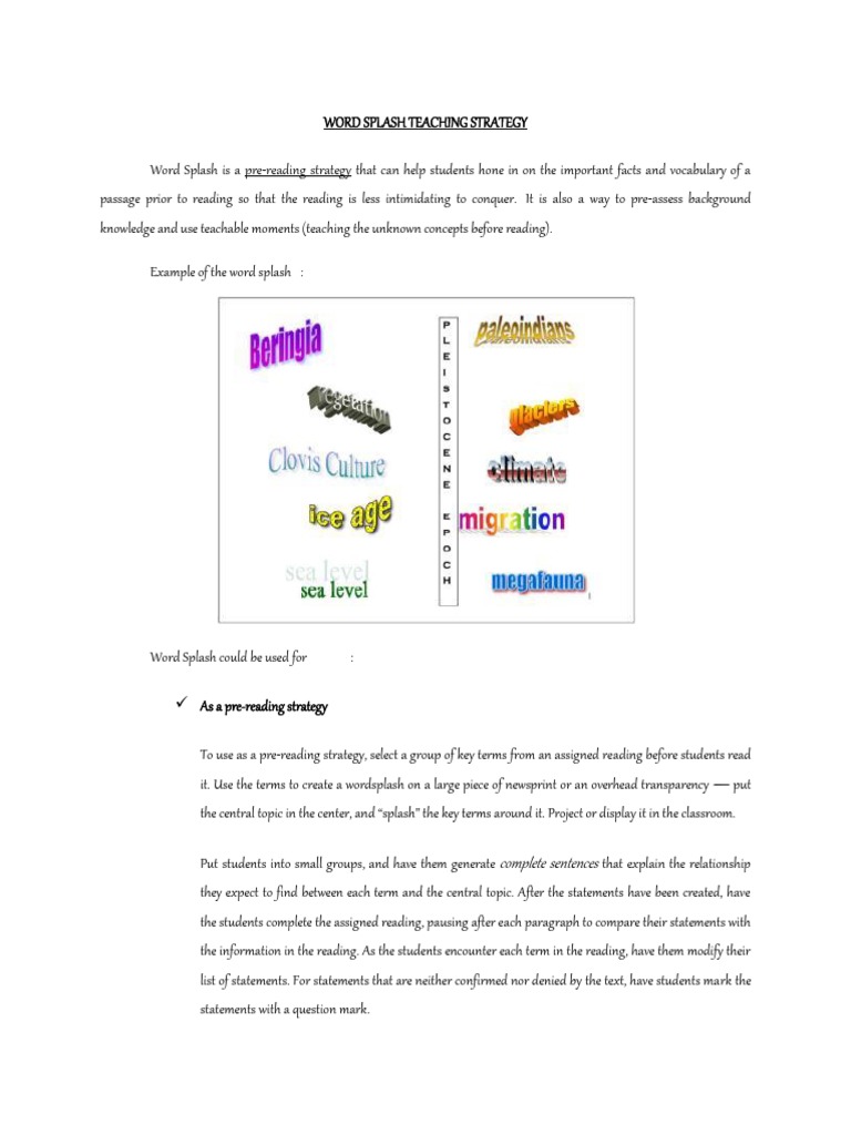 Word Splash Teaching Strategy | PDF | Cognitive Science | Learning