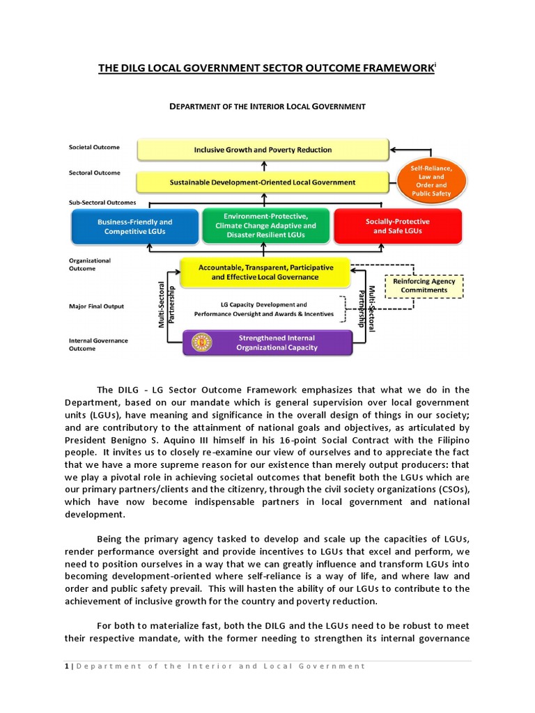 DILG Outcome Framework Narrative | PDF | Social Protection | Governance