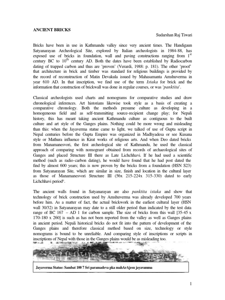 Bricks and Bulls: Prehistoric Bricks in Ancient Sites in Nepal | PDF ...