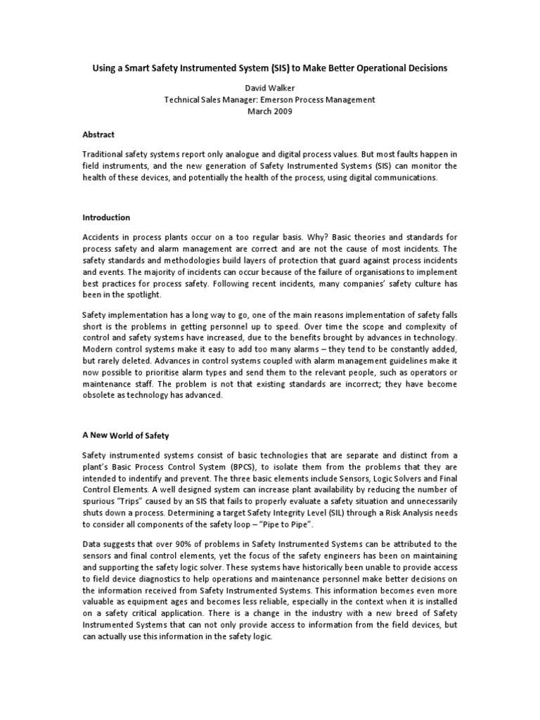 Using A Smart Safety Instrumented System | PDF | Systems Engineering ...