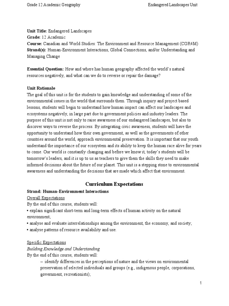 Endangered Landscapes in Geography | PDF | Human Impact On The ...