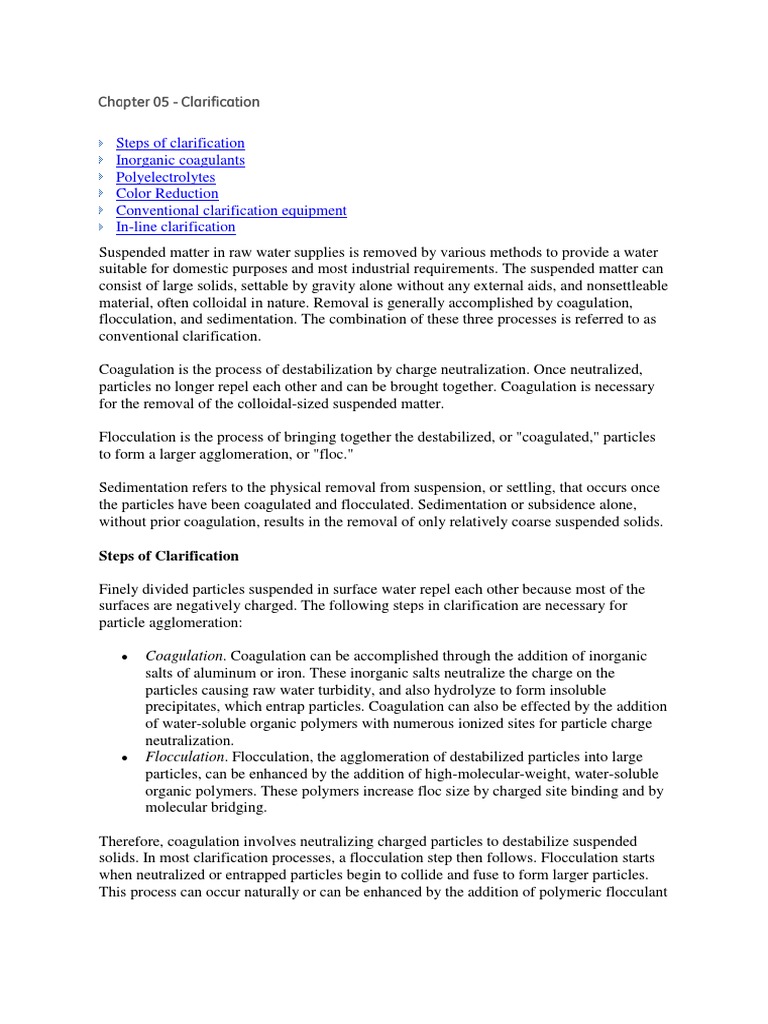 Chapter 5-Steps of Clarification | PDF | Filtration | Chemistry
