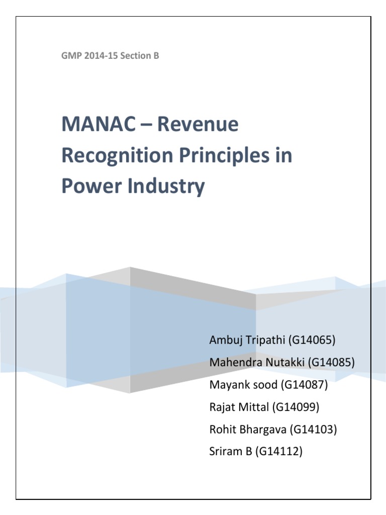 MANAC - Revenue Recoginition Power Industry | PDF | Revenue | Financial Transaction