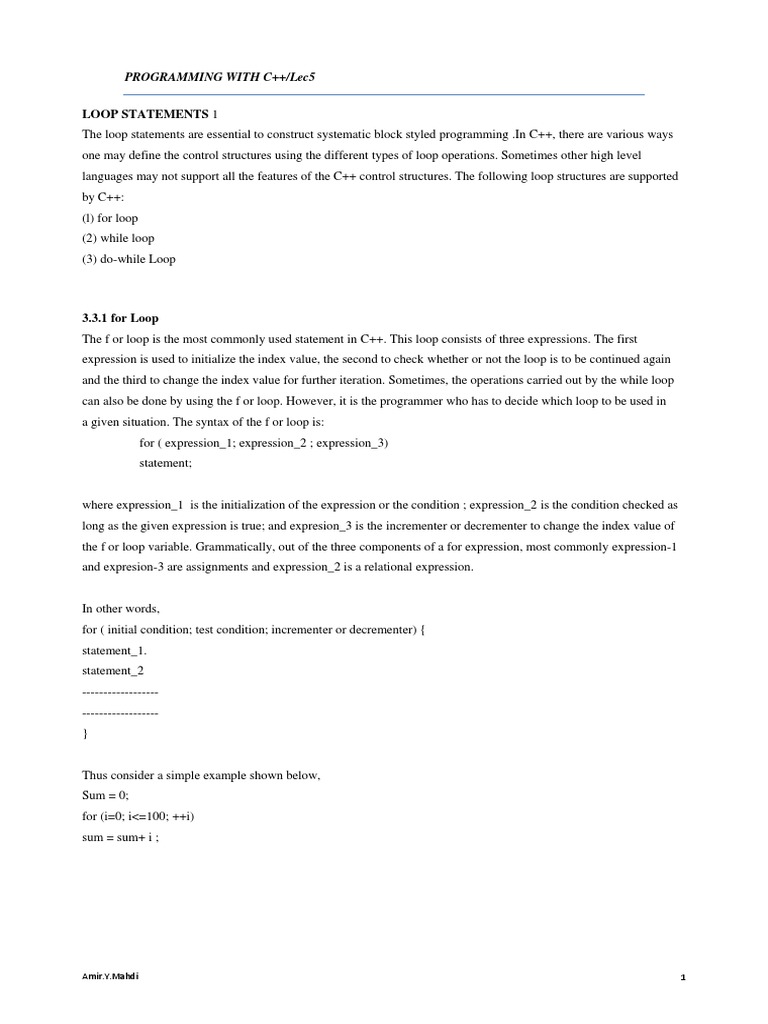 Loop Types and Examples | PDF | Control Flow | Software Engineering