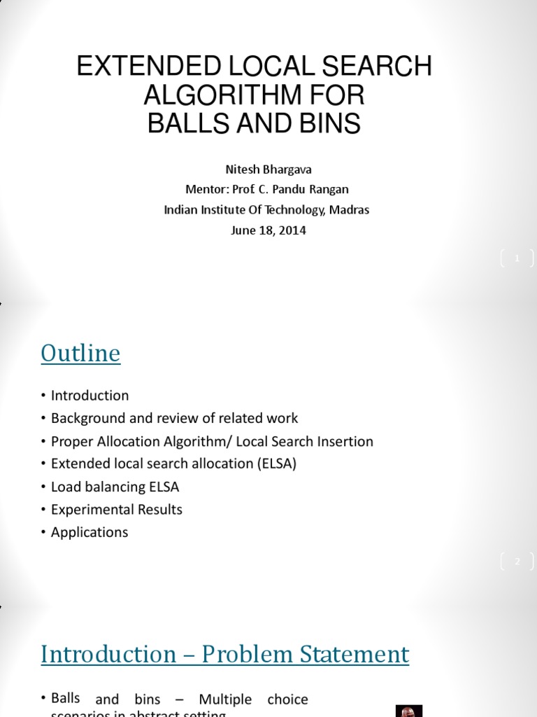 Extended Local Search Algorithm For Balls and Bins | PDF | Computer ...