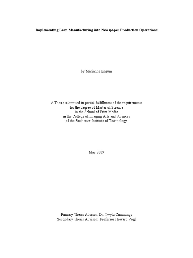 Lean Manufacturing On Newspaper Industry | PDF | Lean Manufacturing ...