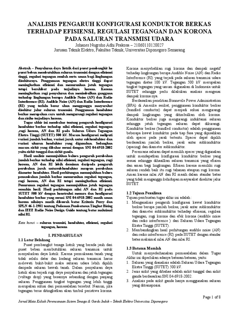 Konfigurasi Konduktor Berkas SUTET | PDF