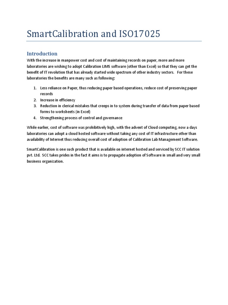 SmartCalibration for ISO 17025 Compliance | PDF | Calibration | Public ...