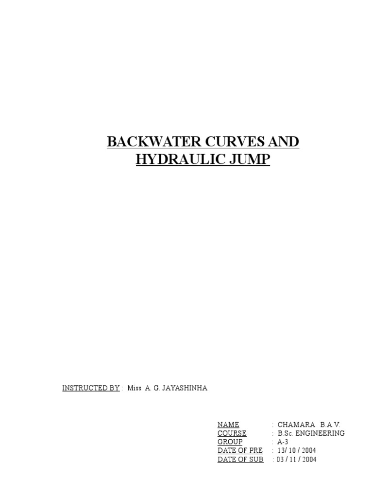 Backwater Curves & Hydraulic Jump by Chamara | PDF | Dynamics ...