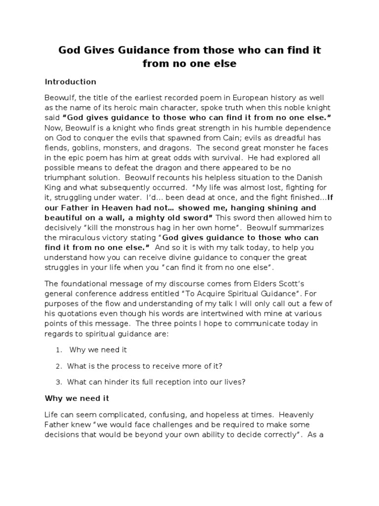 Divine Guidance in Daily Life | PDF | Beowulf | Prayer