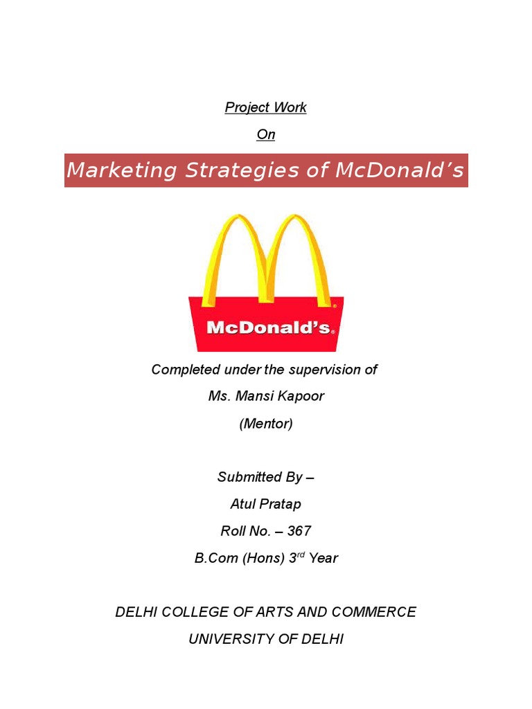 Mcdonald Project Report | PDF | Mc Donald's | Fast Food Restaurants