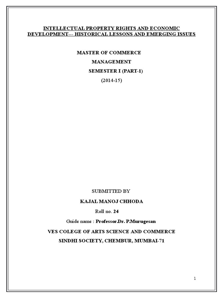 Intellectual Property Rights and Economic Development | PDF | Trips ...