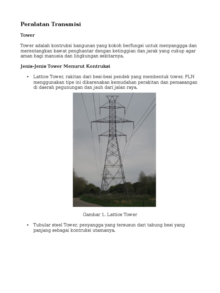 Jenis dan Fungsi Tower Listrik | PDF