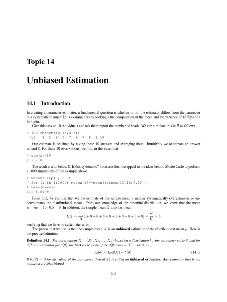 Unbiased Estimators in Statistics | PDF