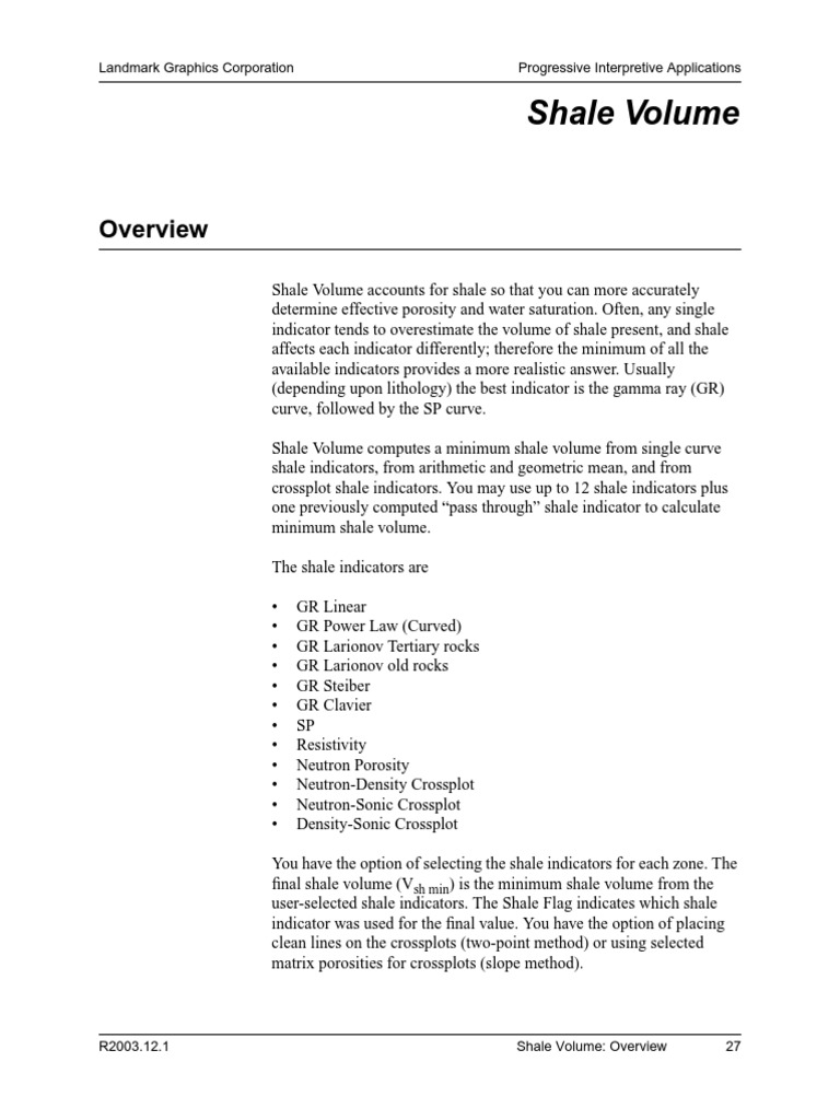 Models Shale Volume | PDF | Porosity | Power Law