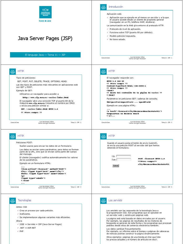 Tema 11 | PDF | Páginas del servidor Java | Servlet Java