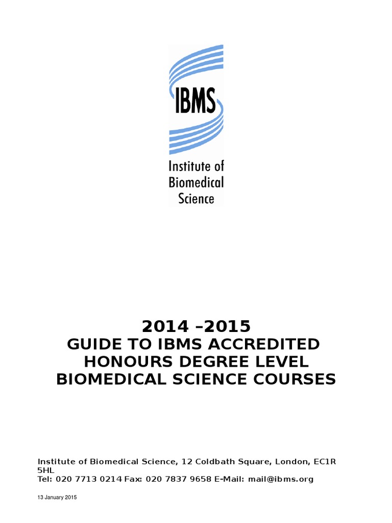 Ibms Accredited Biomedical Science Honours Degrees | PDF