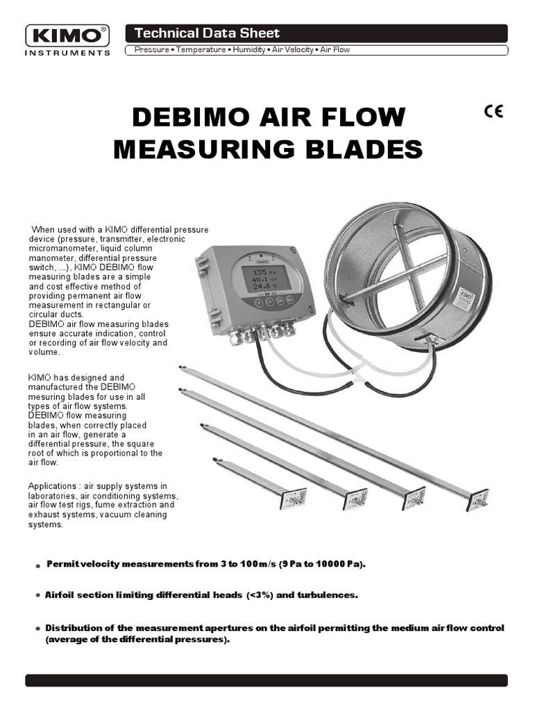 Kimo Debimo Airflow Blade Data Sheet | PDF | Pressure Measurement | Duct (Flow)