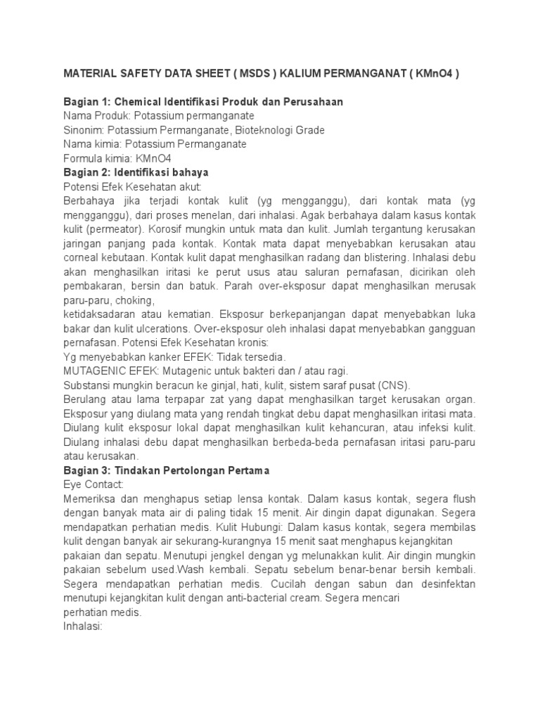 MSDS KMnO4 | PDF