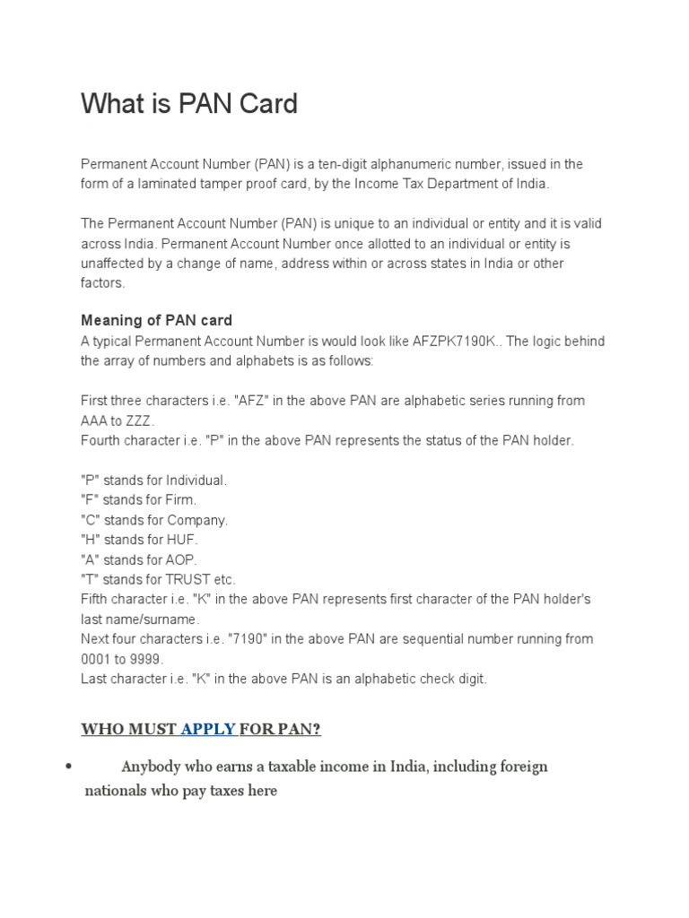 What Is PAN Card | PDF | Identity Document | Payments