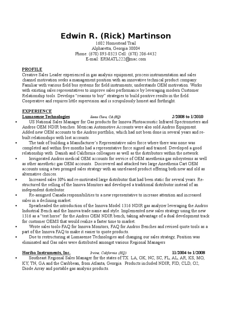 Creative Sales Leader in Gas Analysis | PDF | Siemens | Sales