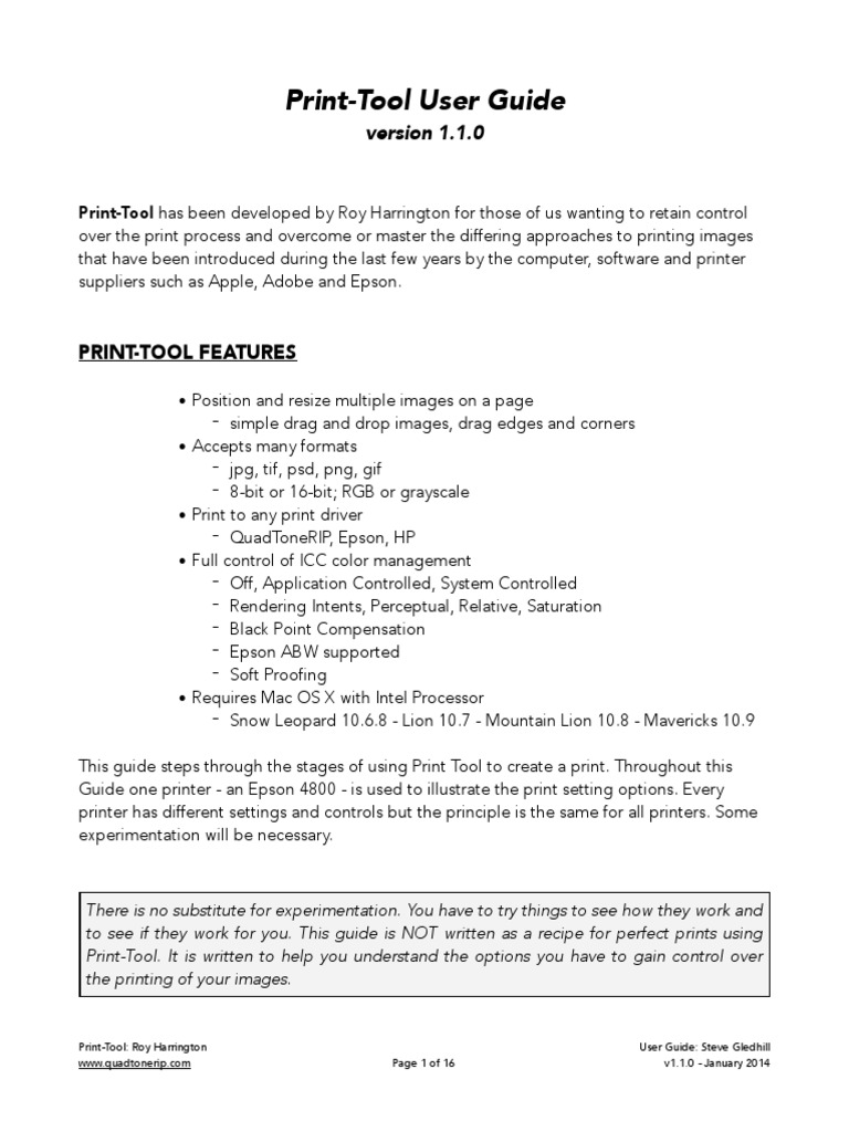Print-Tool User Guide - 1.1.0 | PDF | Adobe Photoshop | Printer (Computing)