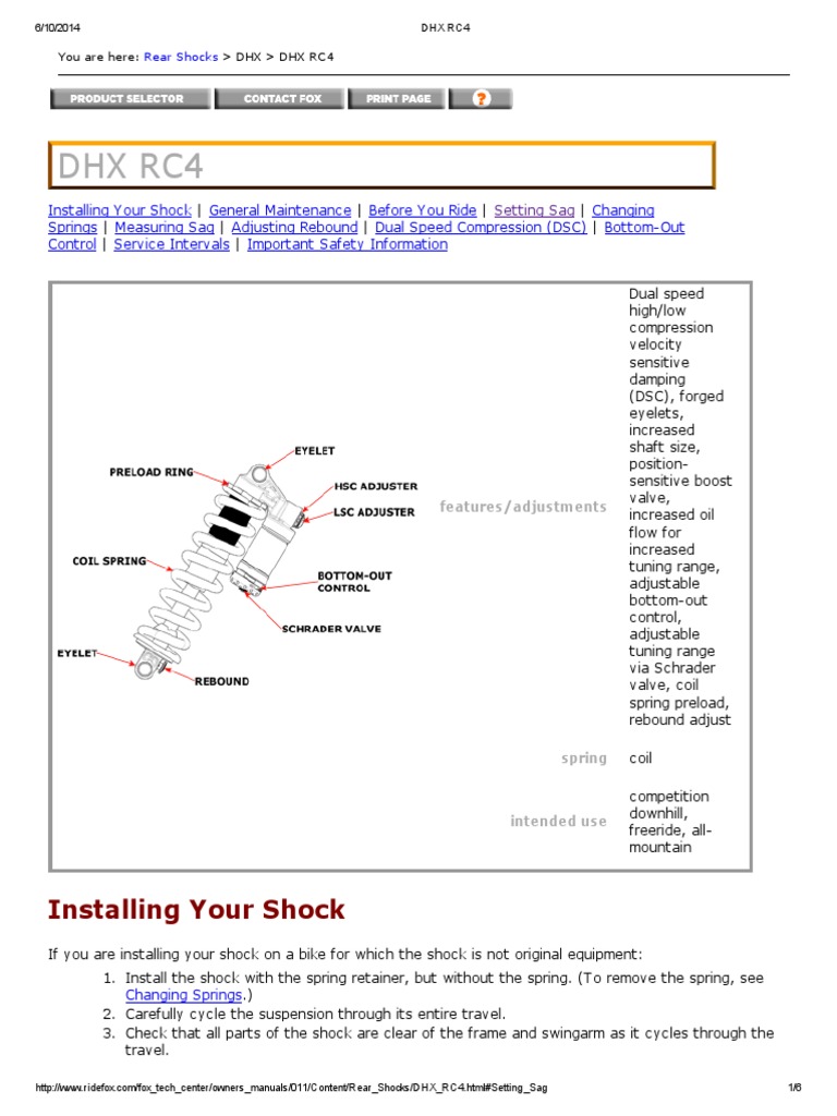 DHX RC4 Fox Spring Directions | PDF | Vehicle Technology | Mechanical ...
