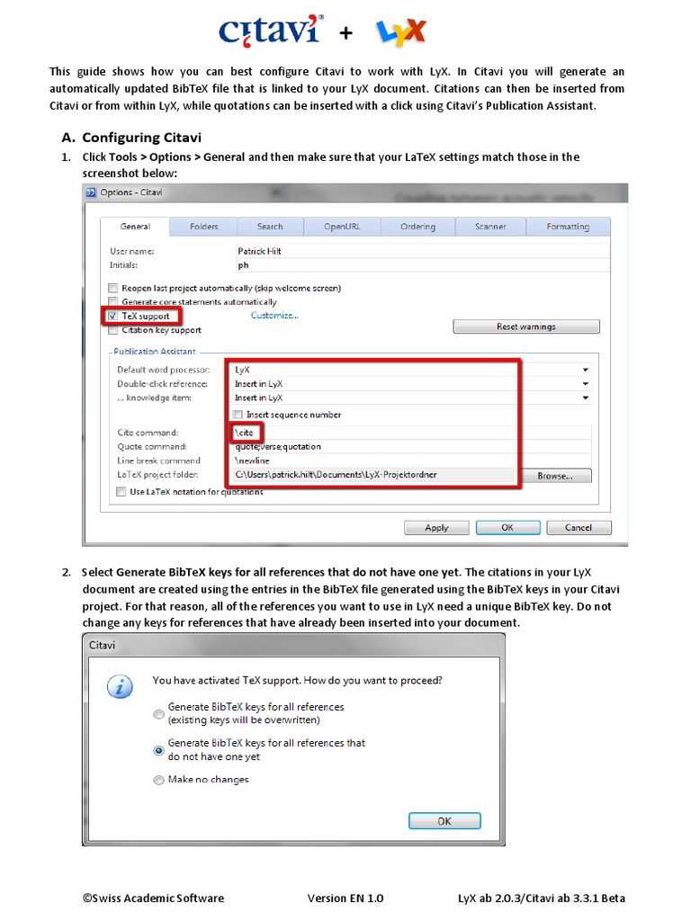 Citavi-LyX V1.2 EN V1.0 | PDF | Citation | Computing