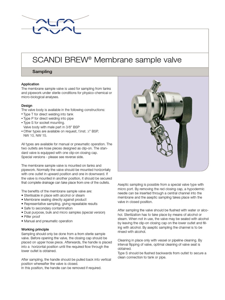 SCANDI BREW® Membrane sample valve | Valve | Pipe (Fluid Conveyance ...