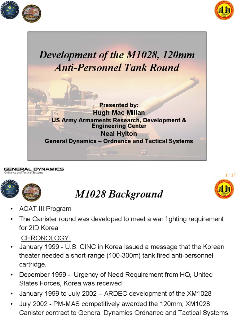 Development of The M1028 120mm Anti-Personnel Tank Round | PDF ...