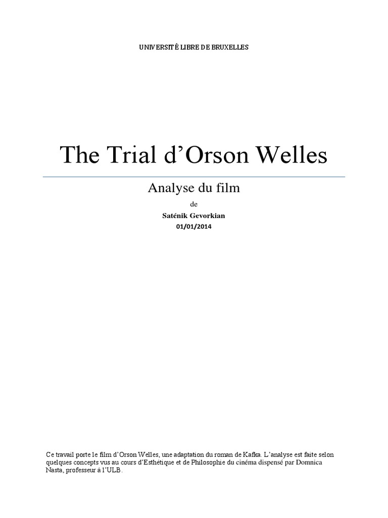 The Trial (Welles, 1962) (Par S. G.) | PDF | Le Procès | Cinématographie