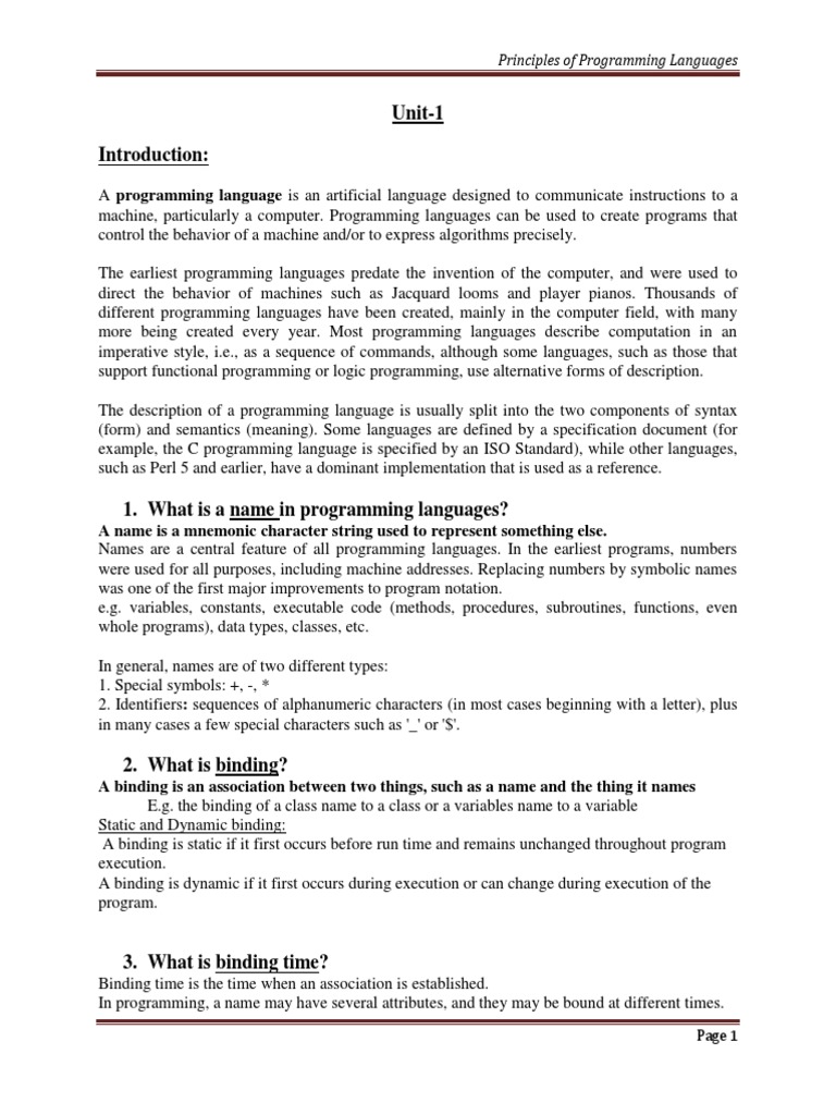 Principles of Programming Languages Full Note | PDF | Control Flow | Scope (Computer Science)