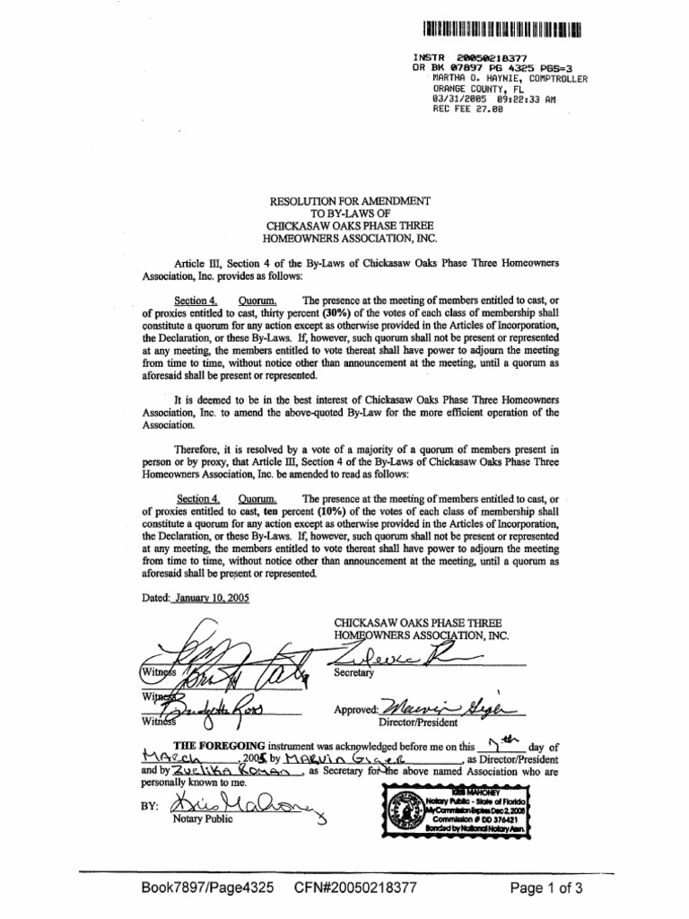 Amendment To Bylaws | PDF | Quorum | By Law