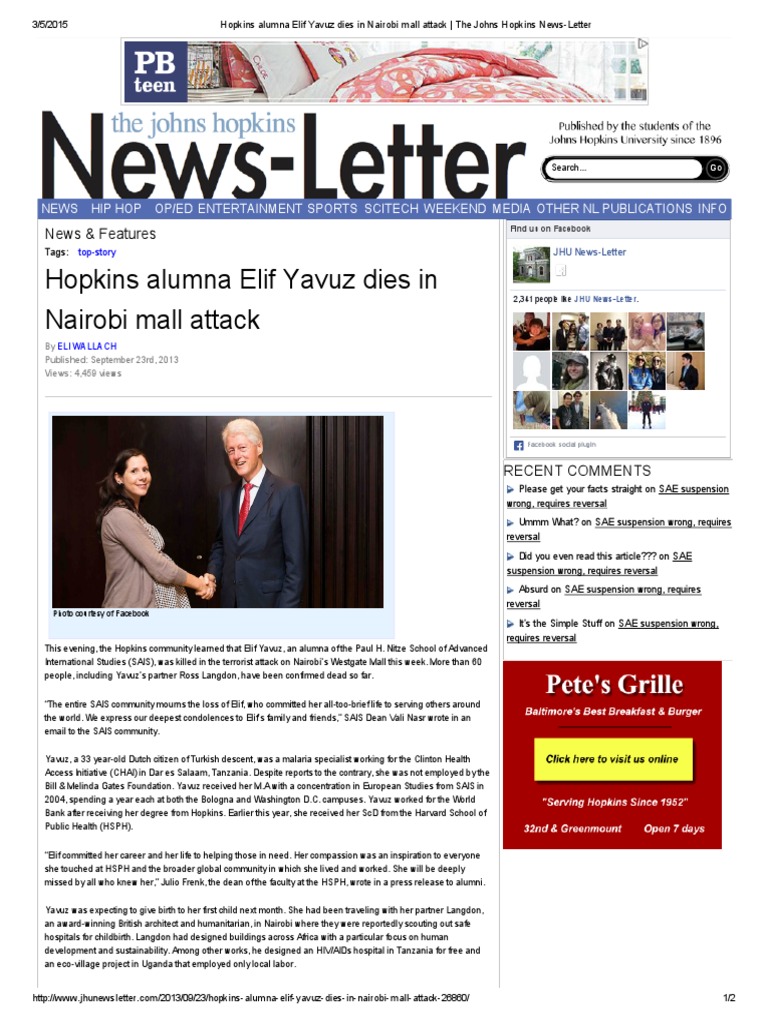 Hopkins Alumna Elif Yavuz Dies in Nairobi Mall Attack - The Johns ...