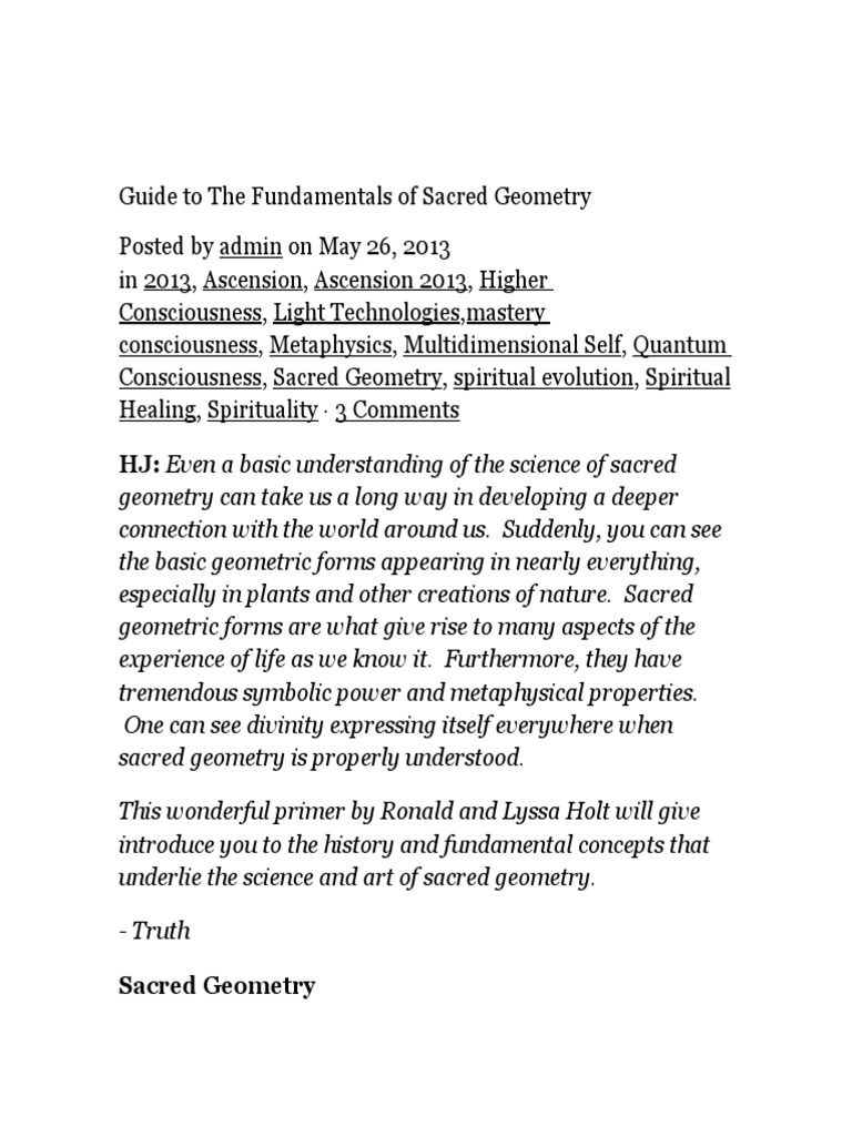 A Guide To The Fundamentals of Sacred Geometry | PDF | Metaphysics ...