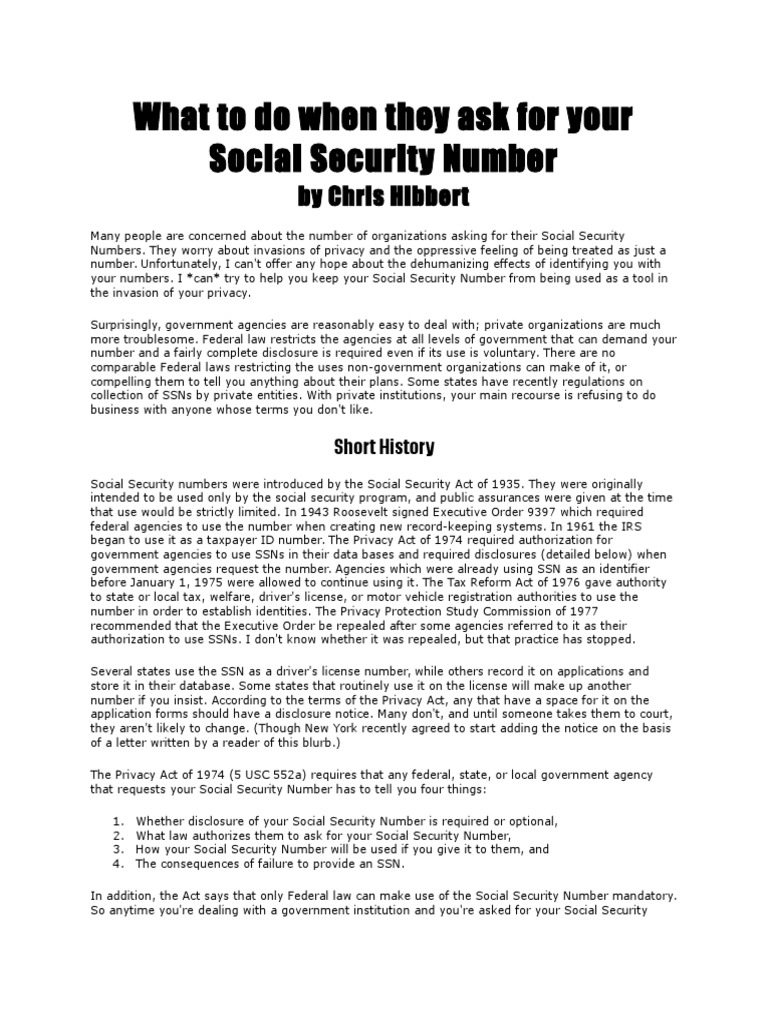 What to Do When They Ask for Your SSN | Social Security Number | Social ...