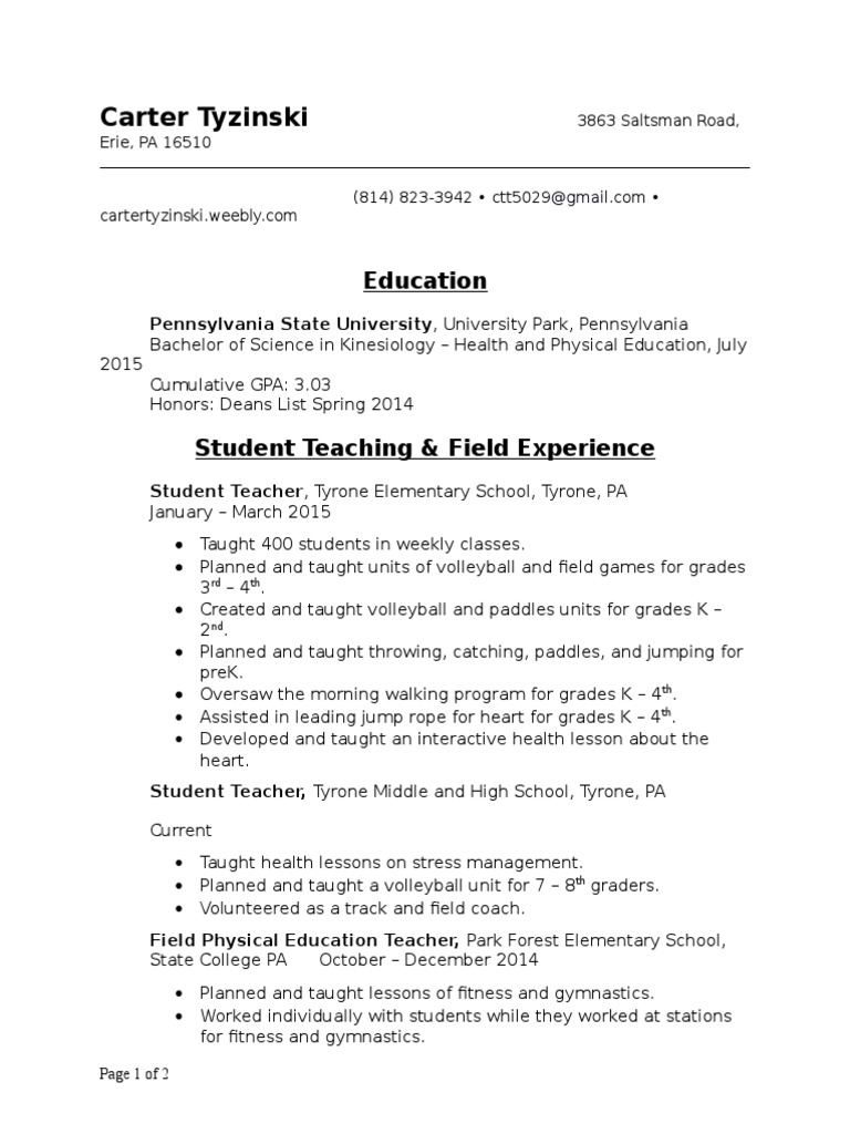 Carter Tyzinski Resume | PDF