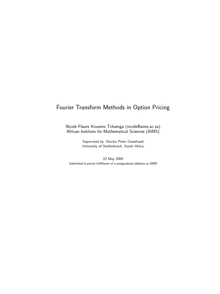 Fourier Transform Methods in Option Pricing | PDF | Option (Finance ...