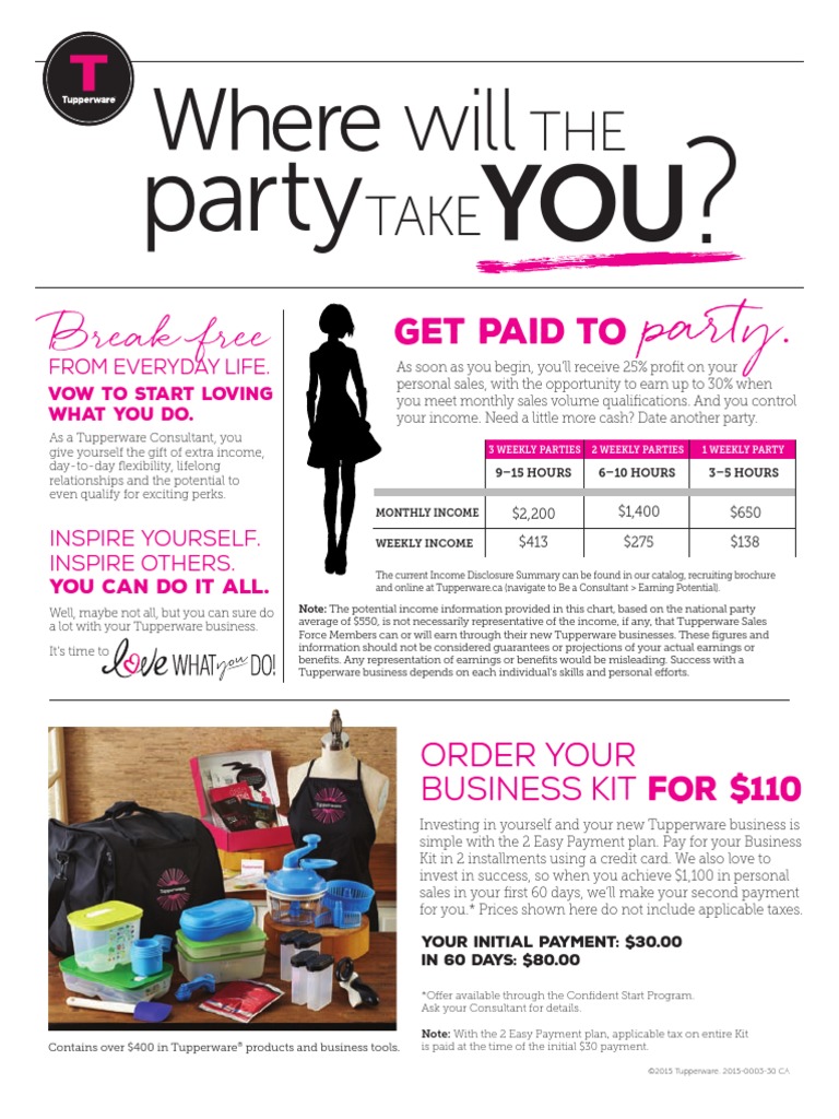 Tupperware Recruiting Flyer 2015 Canada | PDF | Credit Card | Payments